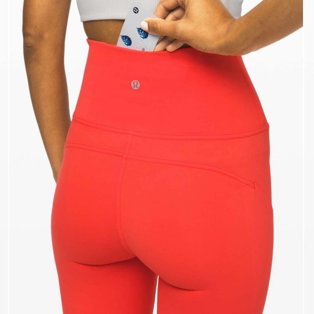 Lululemon Everlux High Waisted Coral Mesh Tights Gem